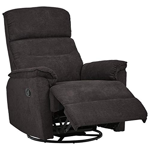 Amazon Brand – Ravenna Home Pull Recliner with 360-Degree Swivel Glider, Living Room Chair, 32"W, Dark Grey
