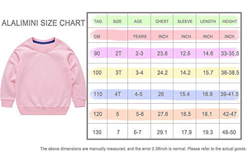 ALALIMINI Boys&Girls Crewneck Sweatshirts Toddler Kids Solid Cotton Long Sleeve Pullover Tshirts (Red, 5T)