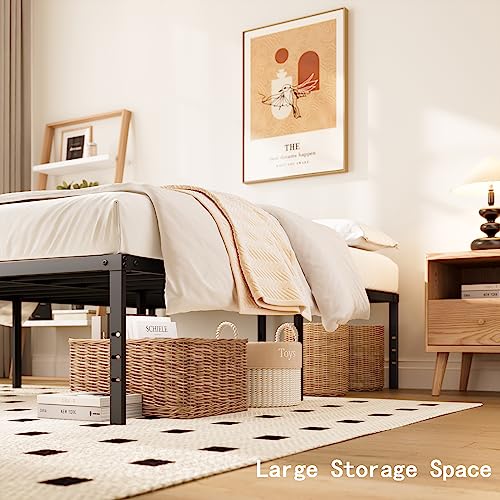 Besebay California King Bed Frame 14 Inch Heavy Duty Metal Frames with Steel Slats Support Ample Storage No Box Spring Needed, Easy Assembly, Noise Free, Black