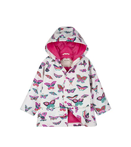 Hatley Girls' Little Button-Up Printed Rain Jacket, Groovy Butterflies, 2 Years