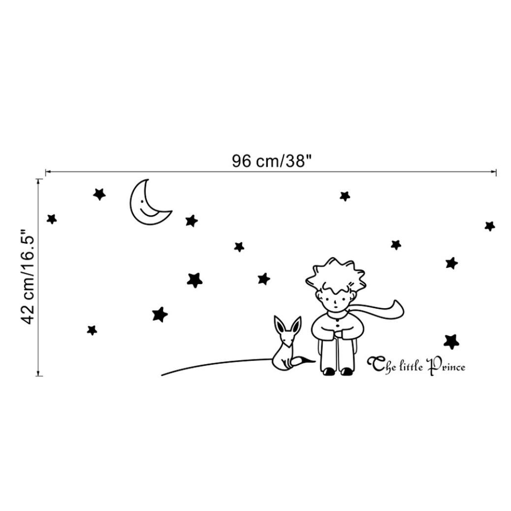 Hatop Stars Moon The Little Prince Boy Wall Sticker Home Decor Wall Decals Kids Bedroom (Black)