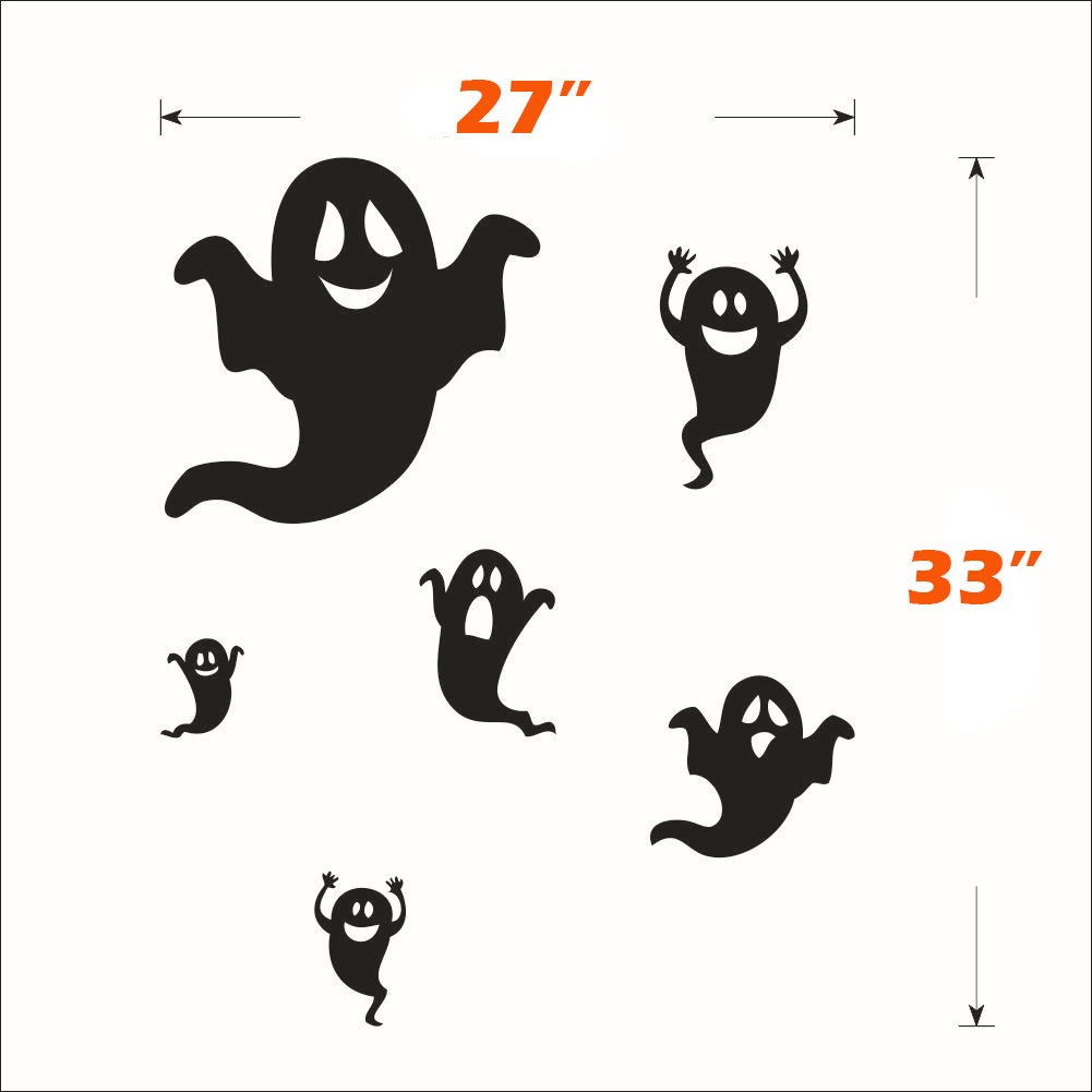 DNVEN Halloween Happy Little Ghosts Funny Monsters Scream Wall Decals Window Stickers Halloween Decorations for Kids Rooms Nursery Party 27 inches x 33 inches