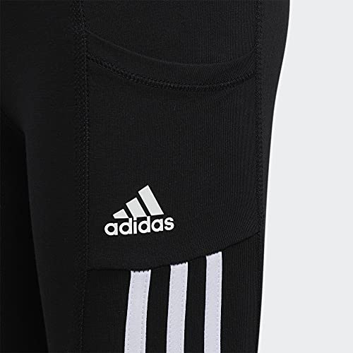 adidas Girls' Stripe Jogger 7/8" Tights, Black, 6