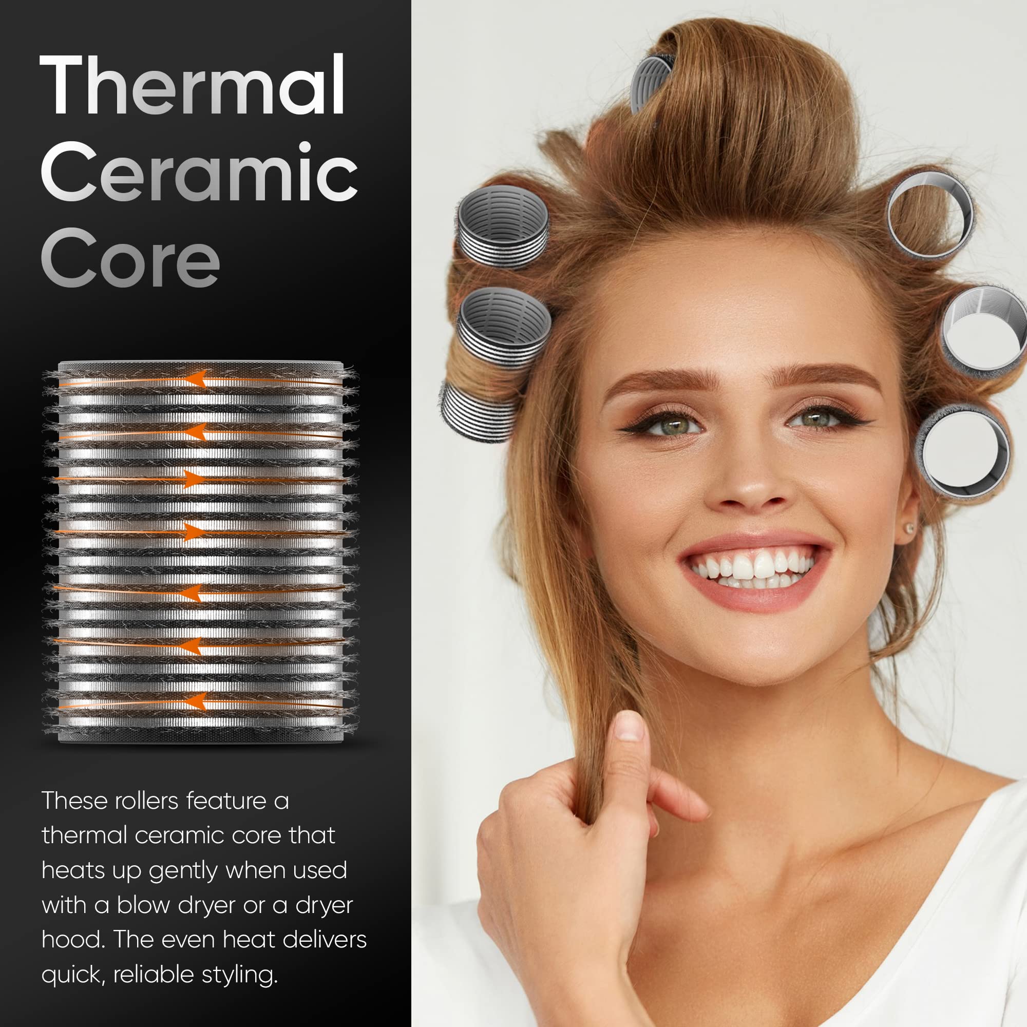 angoBird Hair Rollers for Volume - 9 Pack in 3 Sizes - Thermal Rollers Hair Curlers - Suitable for Medium Hair and Self-Grip Large Hair Rollers Hair Curlers for Long Hair