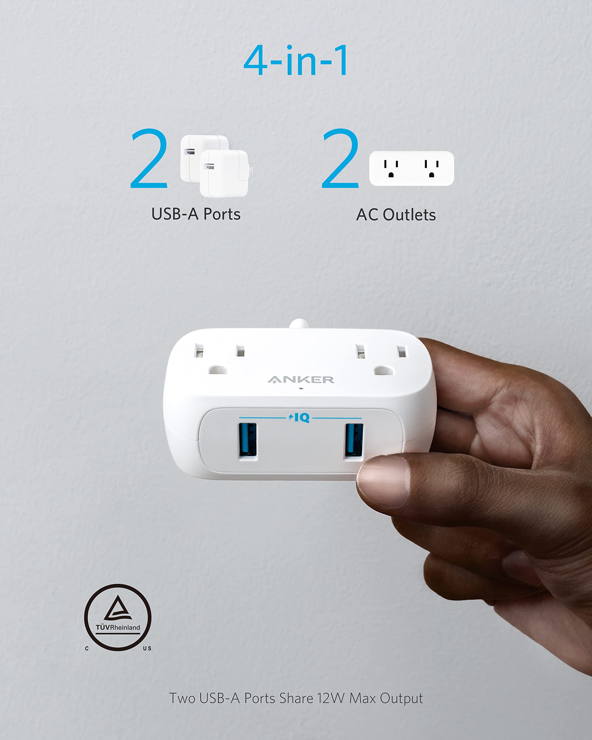 Anker Power Strip with USB PowerExtend USB 2 Mini, 2 Outlets, and 2 USB Ports and Travel Power Strip USB C, Anker 511 USB Power Strip, 2Outlets & 3USB Ports