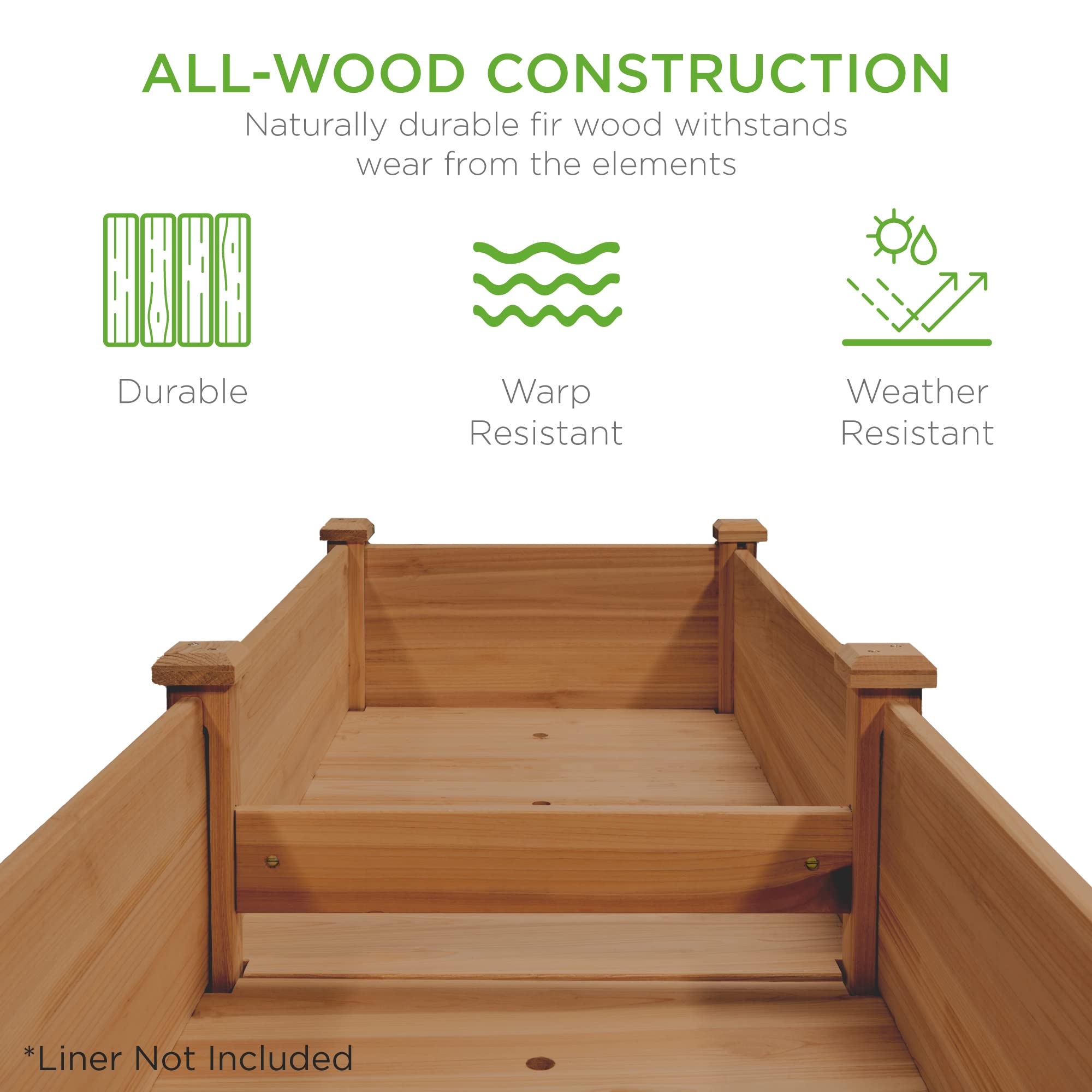 Best Choice Products 72x23x30in Raised Garden Bed, Elevated Wood Planter Box Stand for Backyard, Patio, Balcony w/Divider Panel, 6 Legs, 300lb Capacity - Acorn Brown
