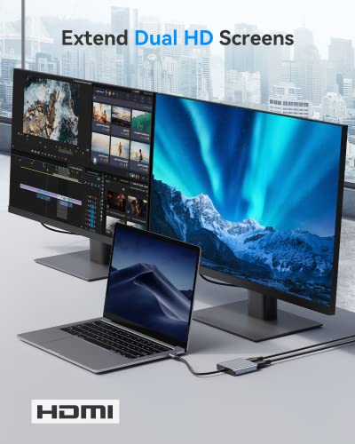 ABLEWE USB to Dual HDMI Adapter, Extend and Mirror Windows and Mac OS Displays