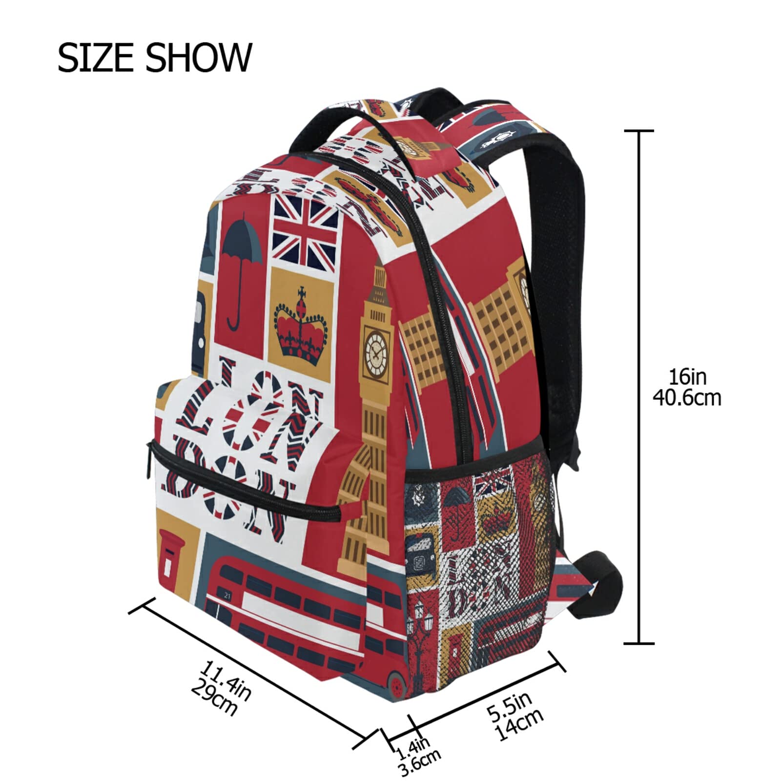 ALAZA British Flag Union Jack Big Ben Travel Laptop Backpack Business Daypack Fit 15.6 Inch Laptops for Women Men