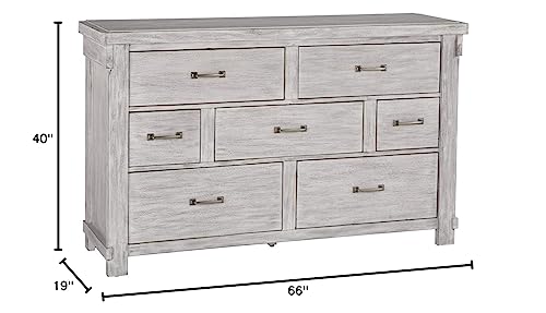 Signature Design by Ashley Brashland Farmhouse 7 Drawer Dresser with Dovetail Construction, Textured White