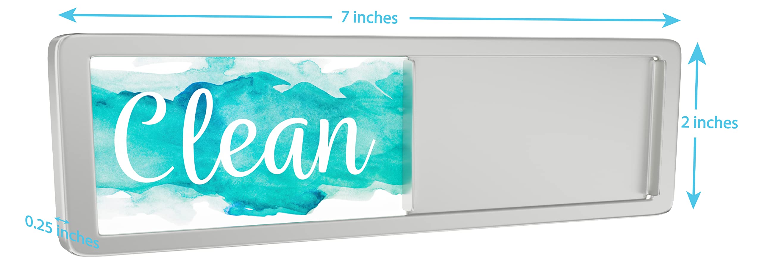 Aqua & Gray Sliding Clean Dirty Magnet for Dishwasher, Strong Dirty Clean Dishwasher Magnet, Aqua Watercolor Dish Indicator with 2 Adhesive Stickers