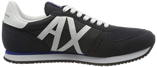 A|X Armani Exchange Men's Low-top Sneakers, Navy + Optical White, 8