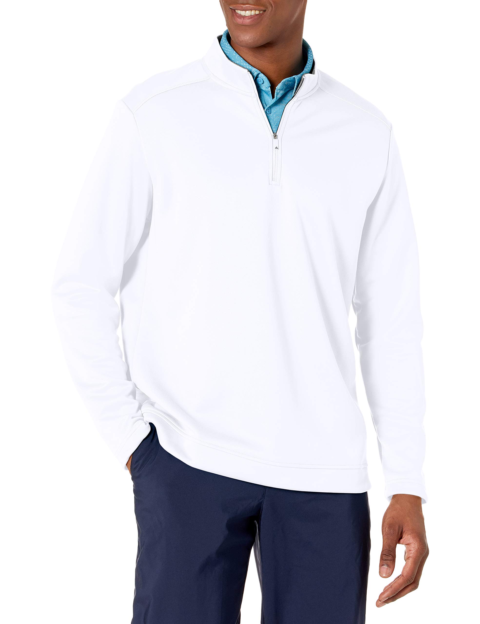 adidas Golf Men's Club Recycled Polyester Quarter Zip Pullover, White, Extra Large