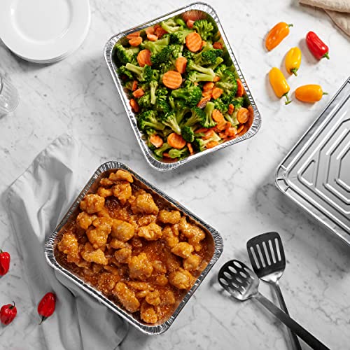 Aluminum Pans With Lids (25 Pack) - 9x13 Heavy Duty Half Size Deep Foil Pans With Covers -25 Foil Pans & 25 Foil Lids- Disposable Baking Pans Great For Cooking, Storing, Preparing Food 100% BPA Free.