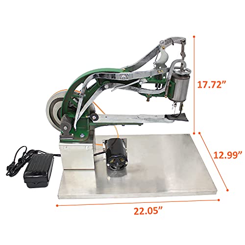 ColouredPeas 2021 Cobbler Sewing Machine 110V 250W Motor with Stainless Steel Base Eletrical and Manual Sets Leather Sewing Machine for Leather/Shoes/Bags/Clothes/Quilts/Coats/Trousers(Green)…