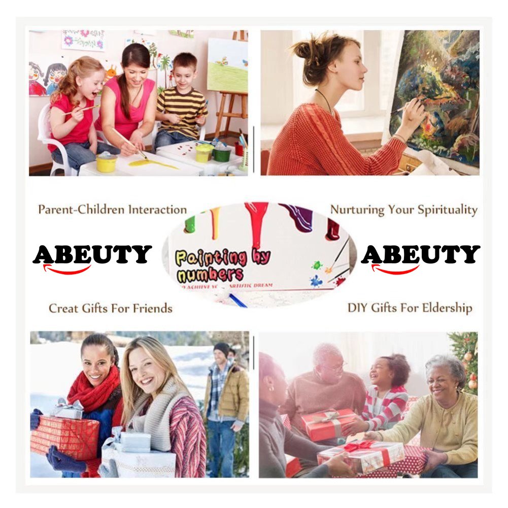 ABEUTY DIY Paint by Numbers for Adults Beginner (Frameless Canvas, Abstract Landscape Mountains Village)