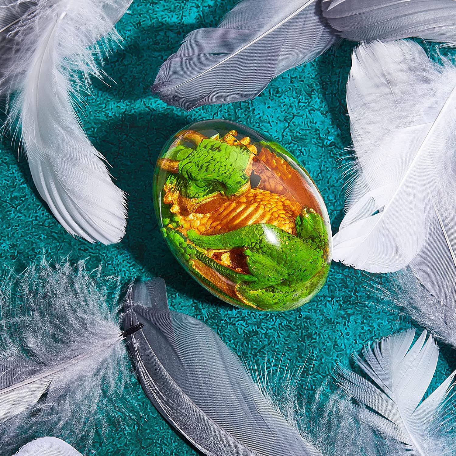 BLUWTE Lava Dragon Egg with Base,Lava Dragon Egg for Men Boys,Dragon Egg Crystal ,Transparent Dragon Egg, Dragon Egg Resin for Desktop Easter Gift …