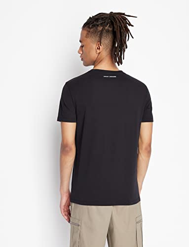 A|X ARMANI EXCHANGE mens Crew Neck Logo Tee T Shirt, Grid Logo Black, Small US
