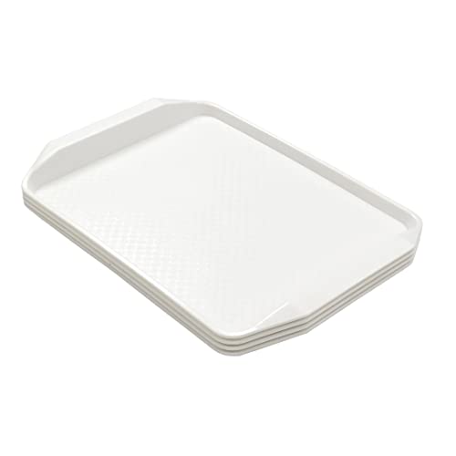 Lesbin White Plastic Fast Food Serving Trays, 16.9-Inch by 12-Inch, Set of 4