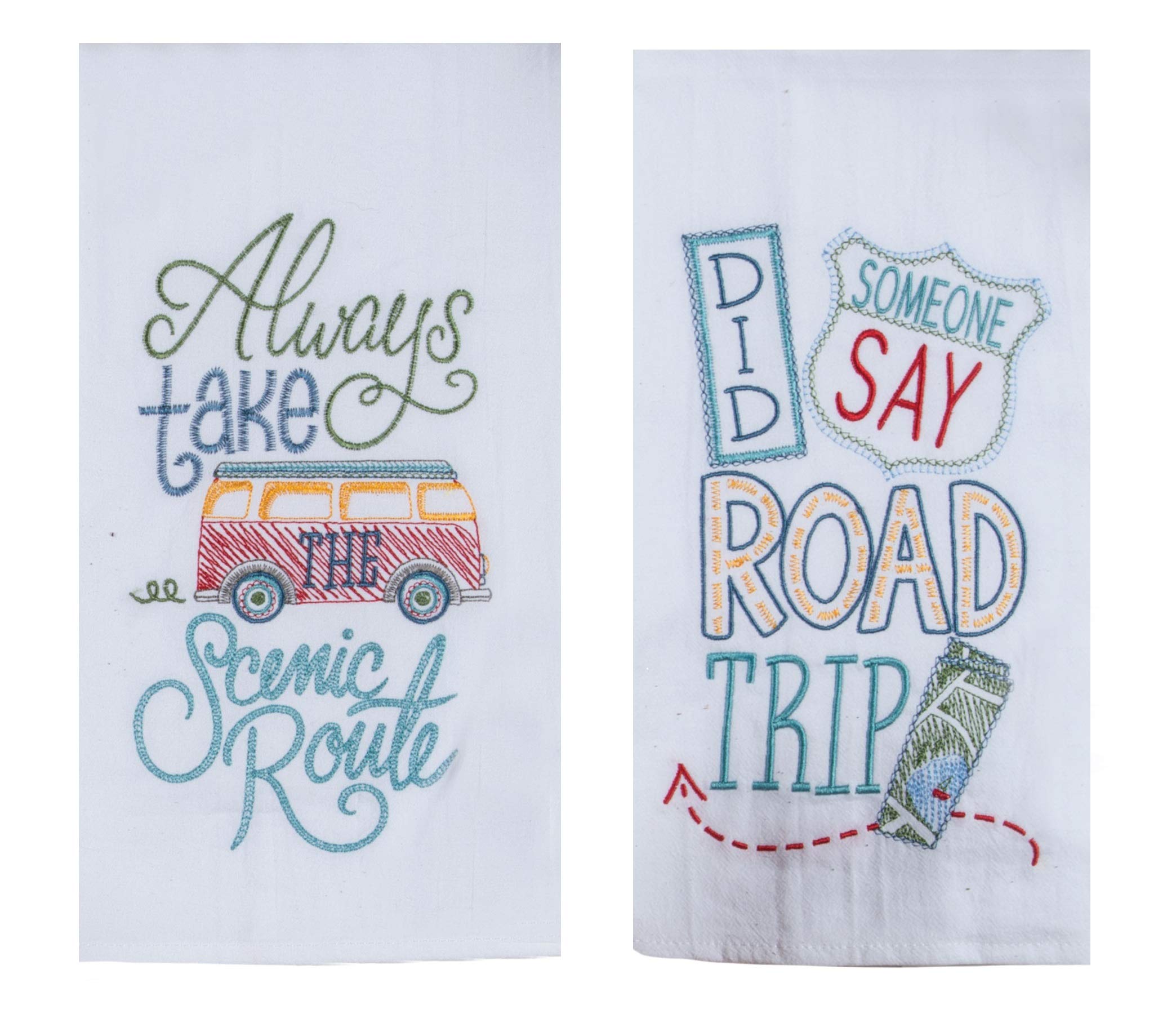 Always Take The Scenic Route And Did Someone Say Road Trip 2 Piece Embroidered Kitchen Towel Bundle