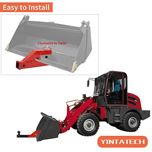 YINTATECH Clamp On Trailer Hitch Tractor Ball Bucket Trailer Receiver Hitch 2" Hitch Mount Adapter for Deere Bobcat