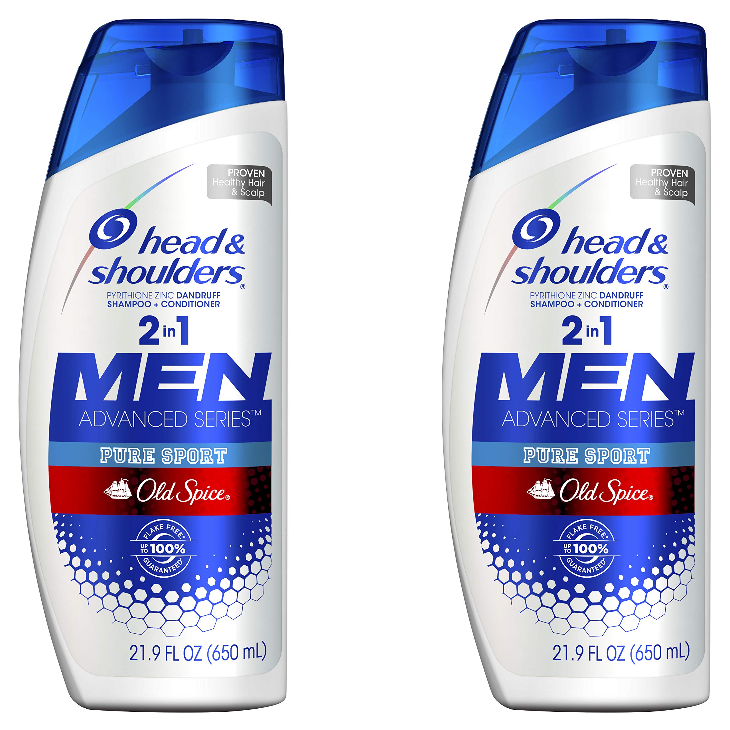 Head & Shoulders Shampoo and Conditioner 2 in 1, Anti Dandruff Treatment and Scalp Care, Old Spice Pure Sport for Men, 23.7 fl oz, Twin Pack