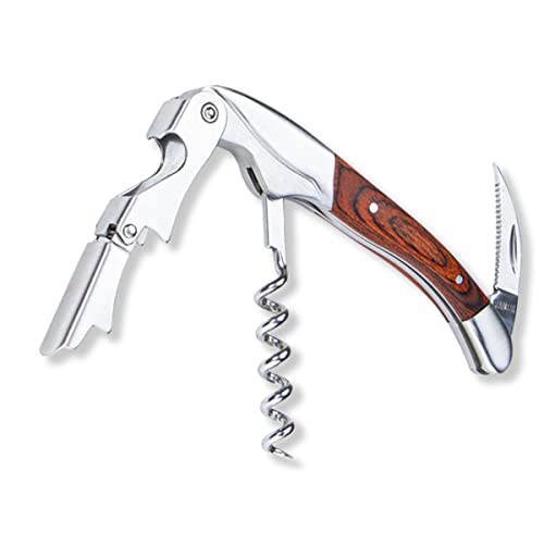 AIZOEVCN Professional Waiters Corkscrew Wine Key Rosewood Handle 3 in 1 Bottle Opener with Foil Cutter, Heavy Duty Stainless Steel Wine Opener for Servers, Bartenders, Sommelier, Bar, Restaurant, Home