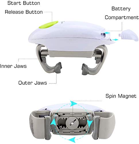 Automatic Jar Opener, One Touch Electric Can Opener, Adjustable Easy Can Tin Open Tool, Ideal for Seniors People Suffering From Arthritis, White