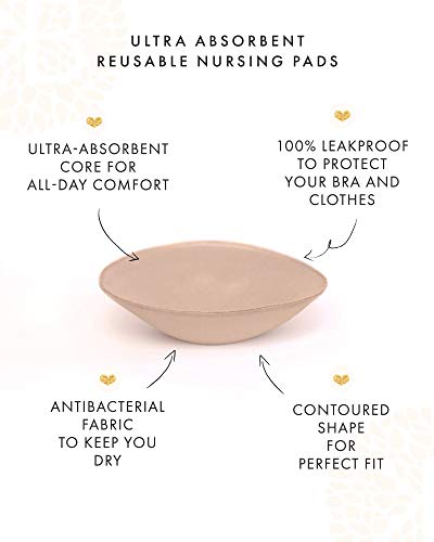 Kindred Bravely Fearless Leakproof Reusable Breast Pads | Ultra Absorbent Washable Nursing Pads 4 Pack