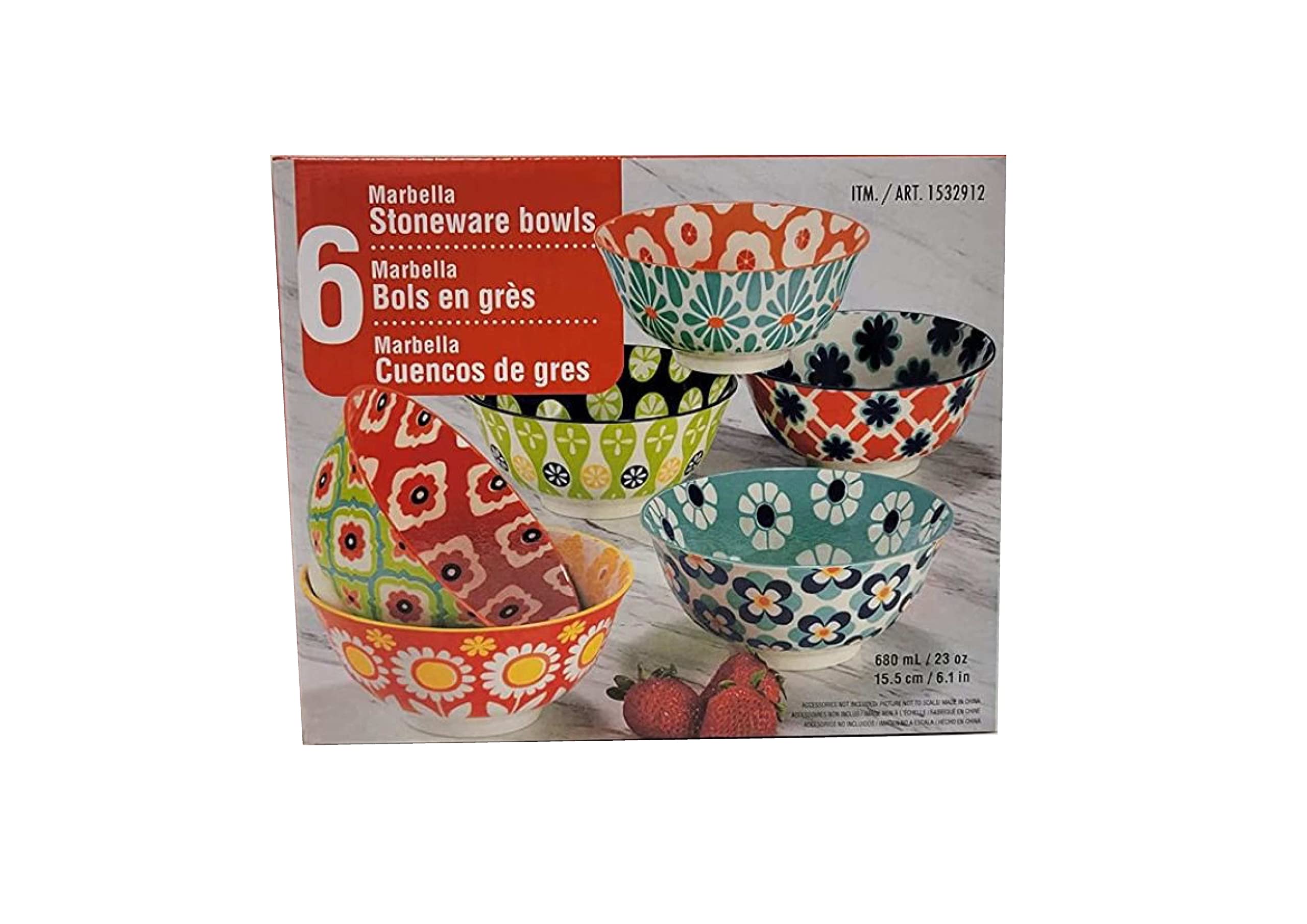 All Purpose Marbella Stoneware Bowl Set, 6-piece