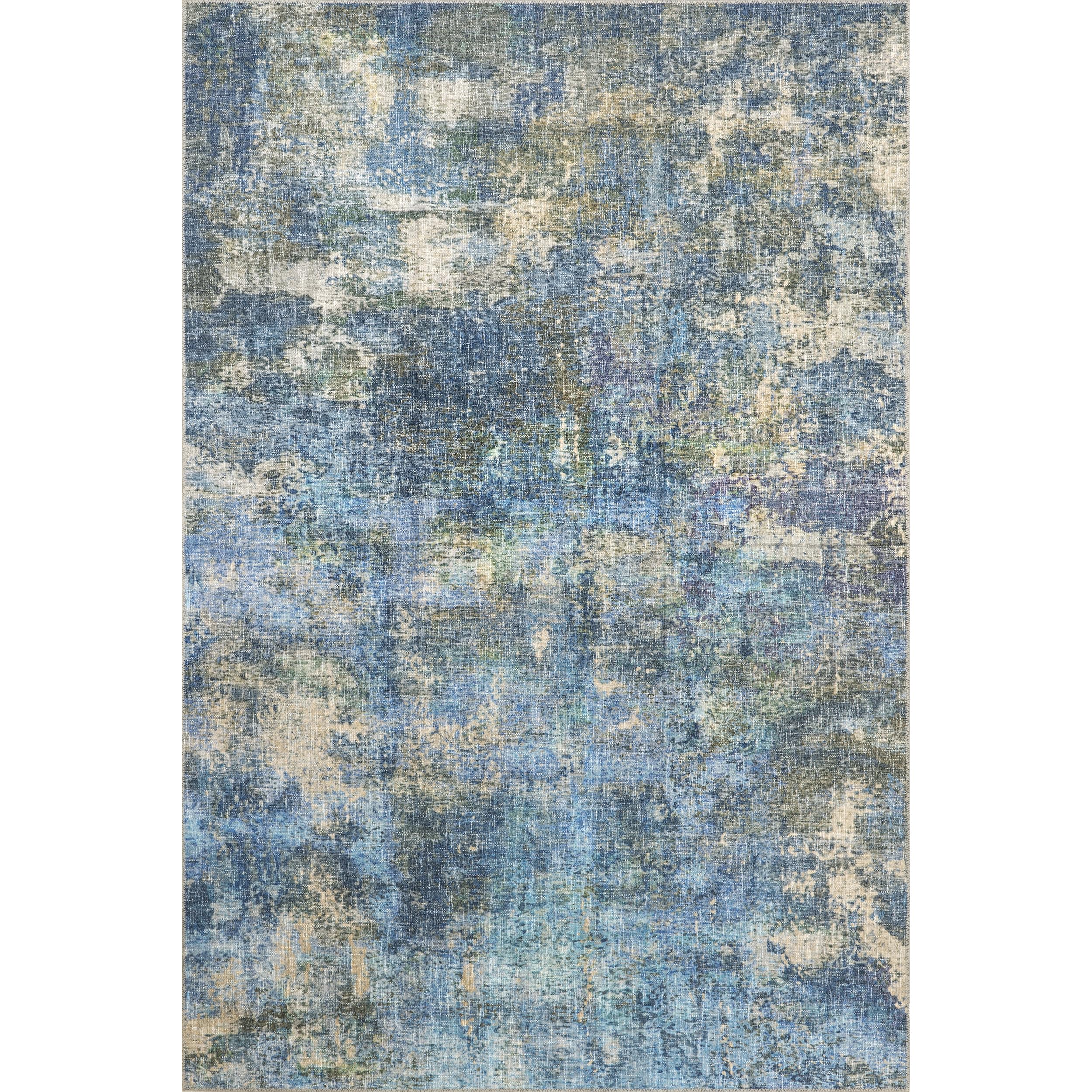 Rugs USA x Prabal Gurung Bleecker Street Abstract Machine Washable Area Rug, 9x12, Blue