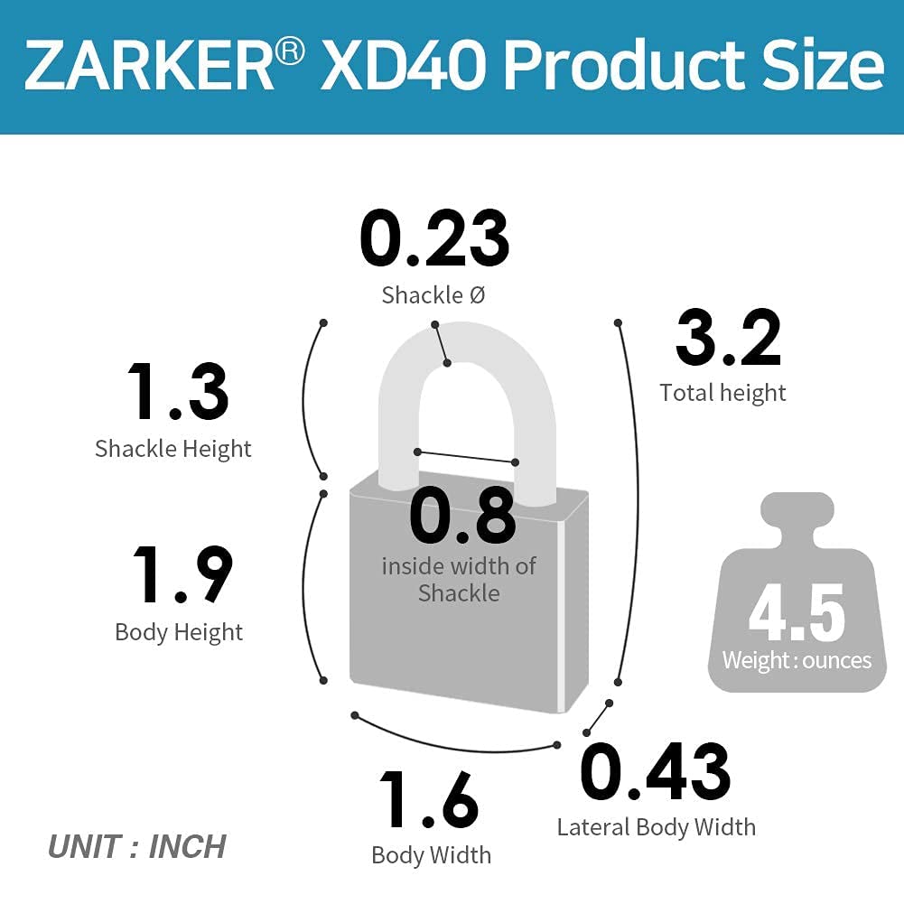 Zarker XD40 Combination Lock, 4 Digit Padlock for School Gym Sports Locker, Fence, Toolbox, Case, Hasp Storage (1-Pack, Emerald)