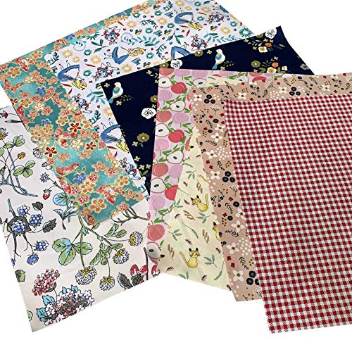 levylisa Pre Cut Assorted Printed Cotton Fabric Patchwork Fabric Quarter Bundle Patchwork Quilting Fabric Sets Sewing Fabric Patchwork Flower Dots DIY Quilting Handmade Craft 11.8β x 11.8β