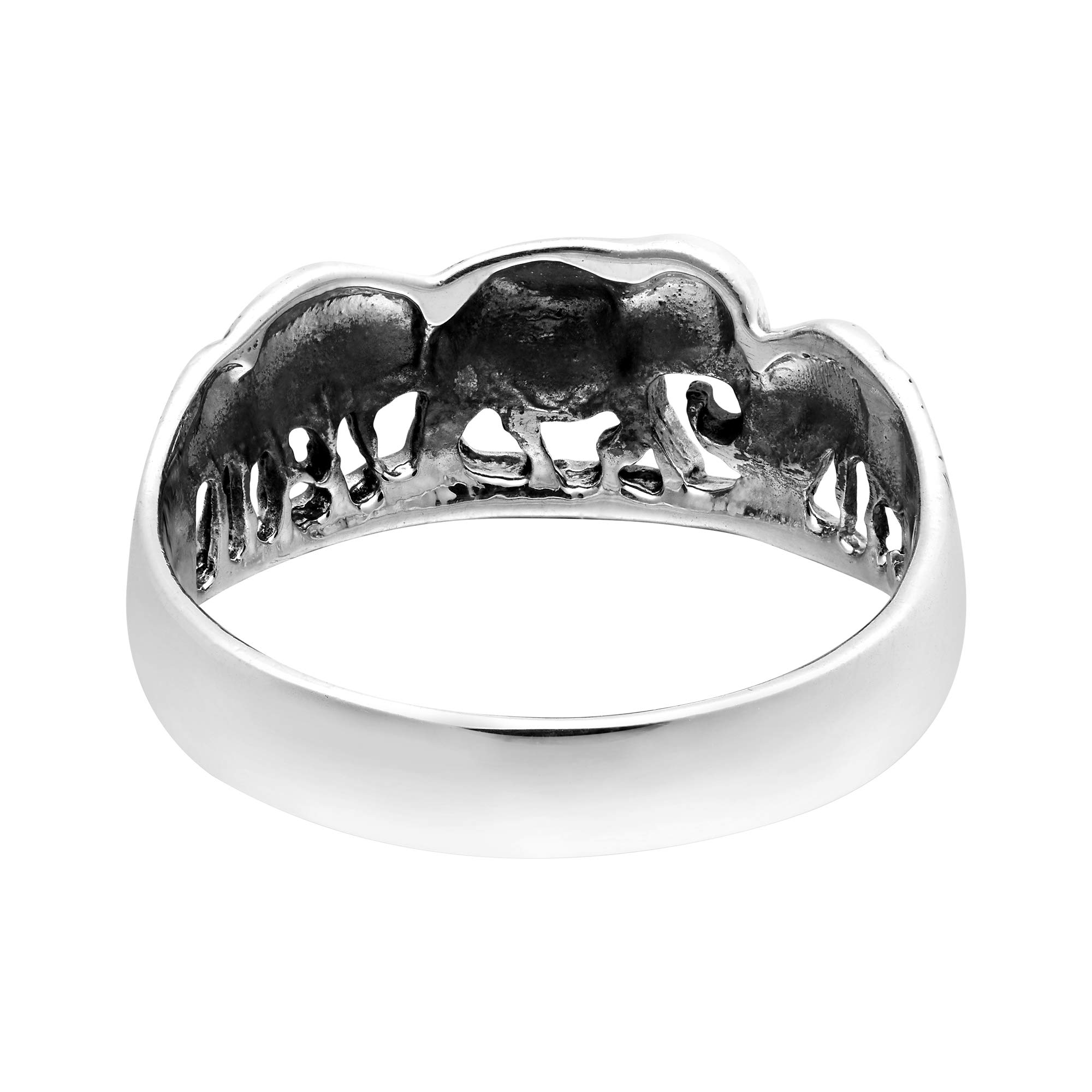 AeraVida Majestic Wild Elephant in a Jungle .925 Sterling Silver Ring (9)