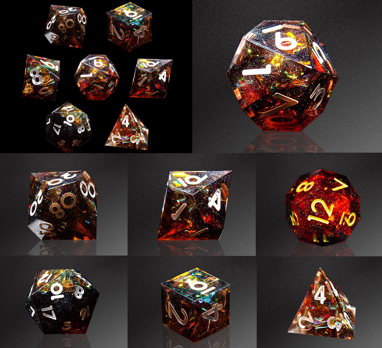 DND Dice Set Dice Set for Dungeons and Dragons Sharp Edge DND Dice Resin DND Dice Polyhedral Dice Set DND Dice Set Sea Magic