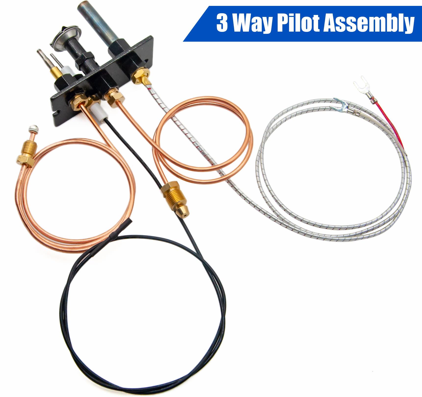 Propane and Natural Gas Pilot Assembly Replaces 10002265 10002264, LP NG 3 Way Pilot Replacement for Majestic,Temco,Vermont Castings Dutchwest,Fireplace and Stoves(Include Free NG Nozzle)