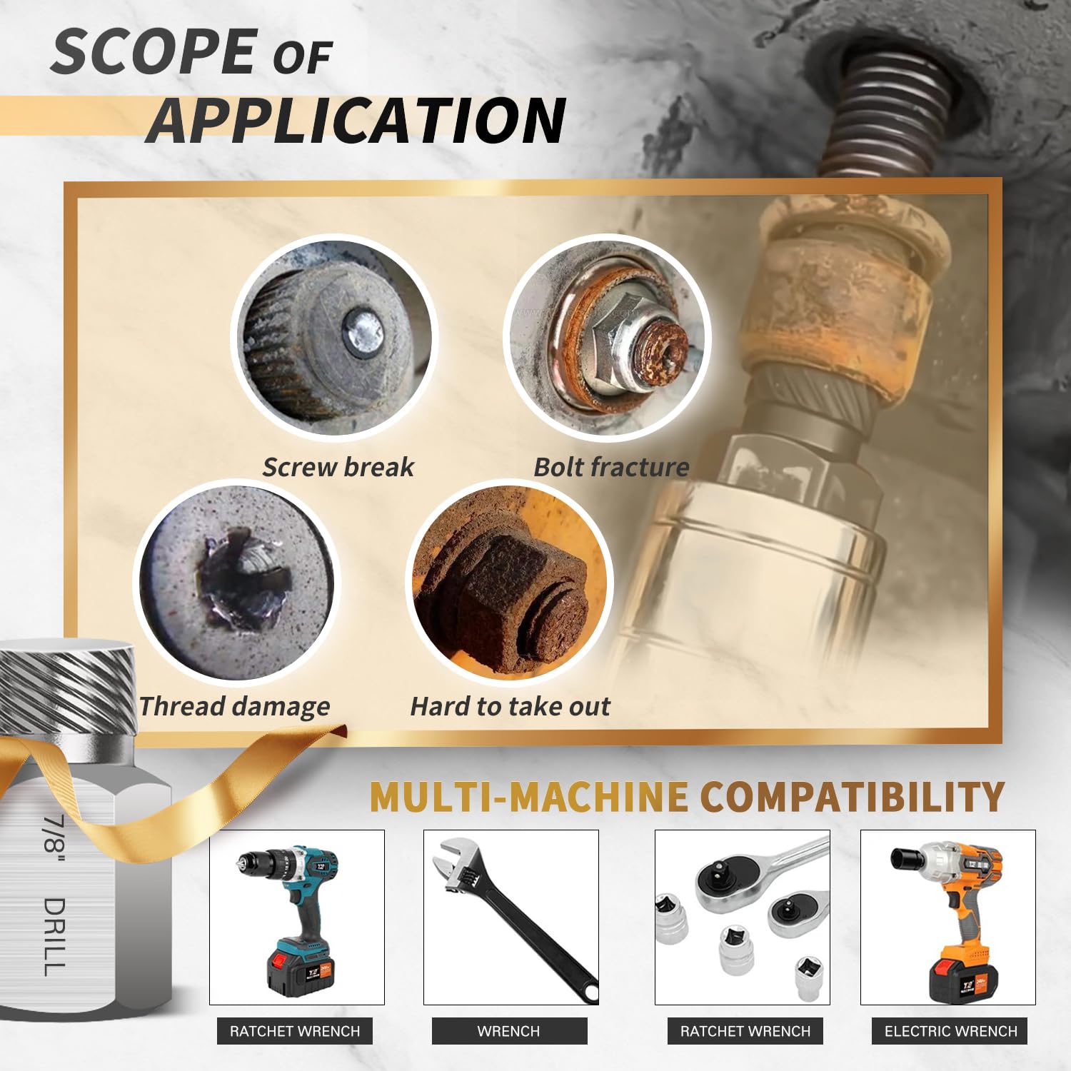 AKM 25Pcs Screw Extractor Set, Hex Head Multi-Spline Easy Out Bolt Extractor Set, Chrome Molybdenum Alloy Steel Rounded Bolt Remover