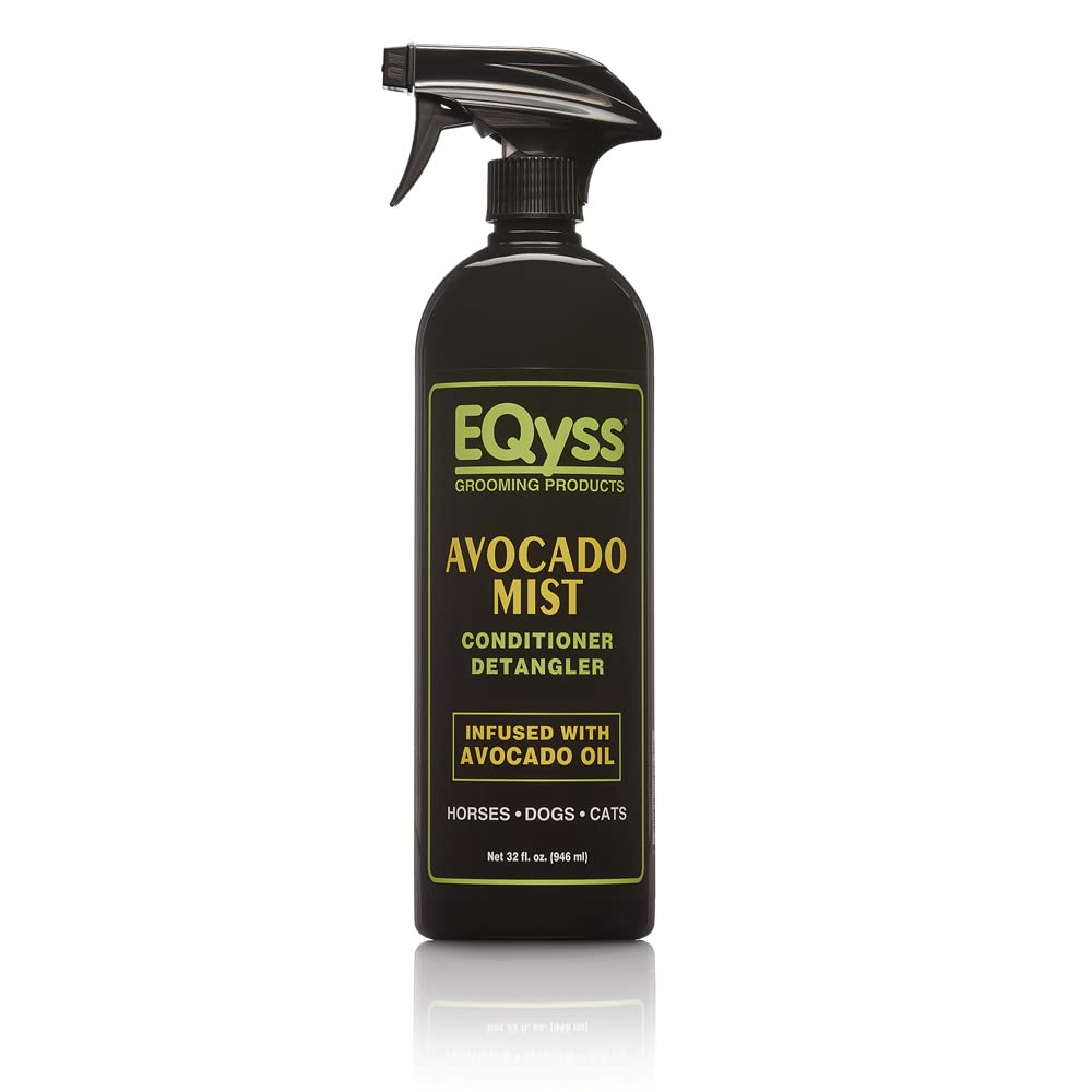 EQyss Avocado Mist Equine Coat Conditioning Spray - Horse Detangler, Reduces Breakage, Enhances Shine, Repels Dust & Dirt, Anti-Static (32 oz)