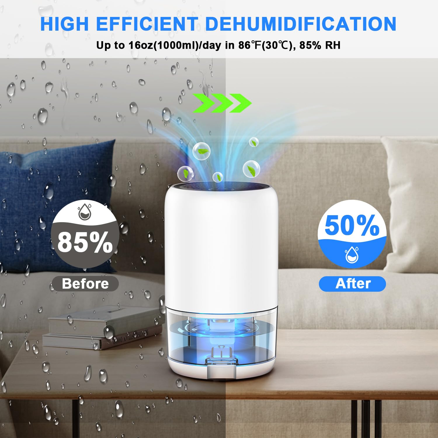 35 OZ Dehumidifiers for Home, Quiet Dehumidifier with Auto Shut Off, 7 Colors Light, Portable Small Dehumidifiers for Bathroom, RV
