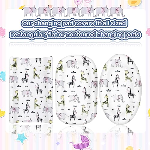 Kinlop 6 Pcs Changing Pad Cover and 6 Pcs Changing Pad Liners for Baby Girls Boys, Changing Table Pad Covers Changing Table Cover Liners Rainbow Boho Animal Woodland Changing Pad Sheets