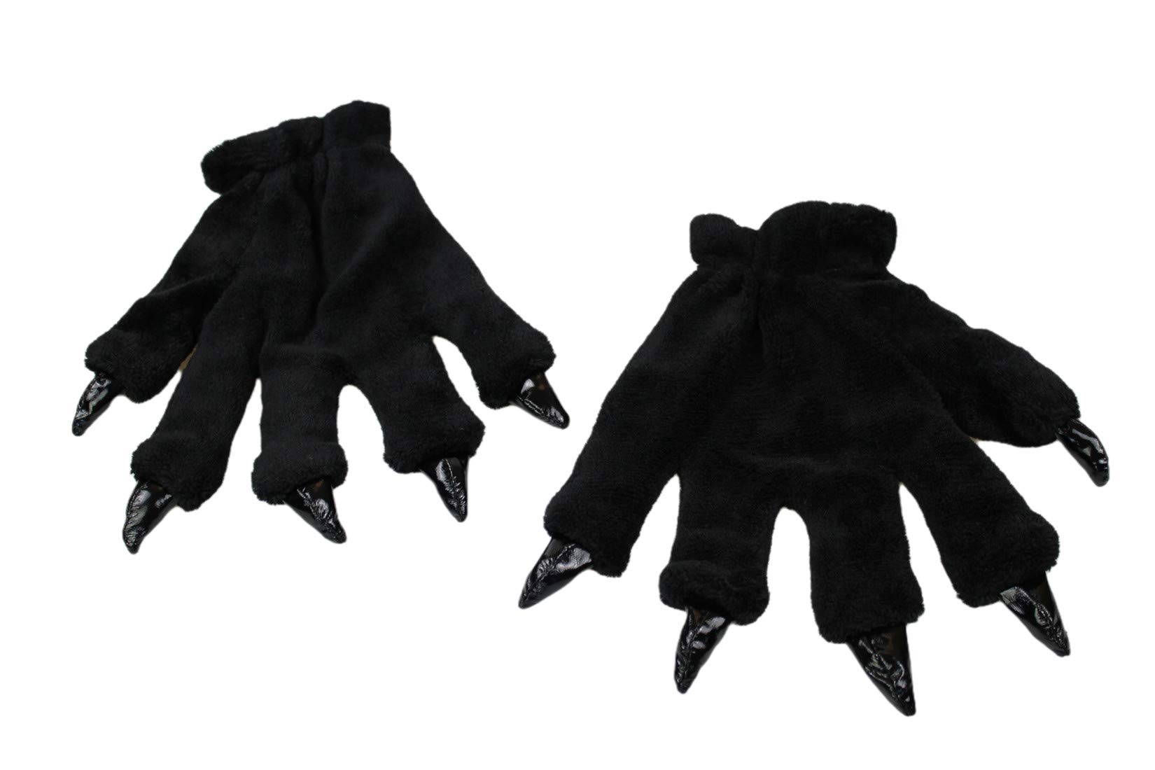 Akanbou Animal Paw Claw Hand Gloves Halloween Cosplay Costume Warm Plush Gloves (Yellow)