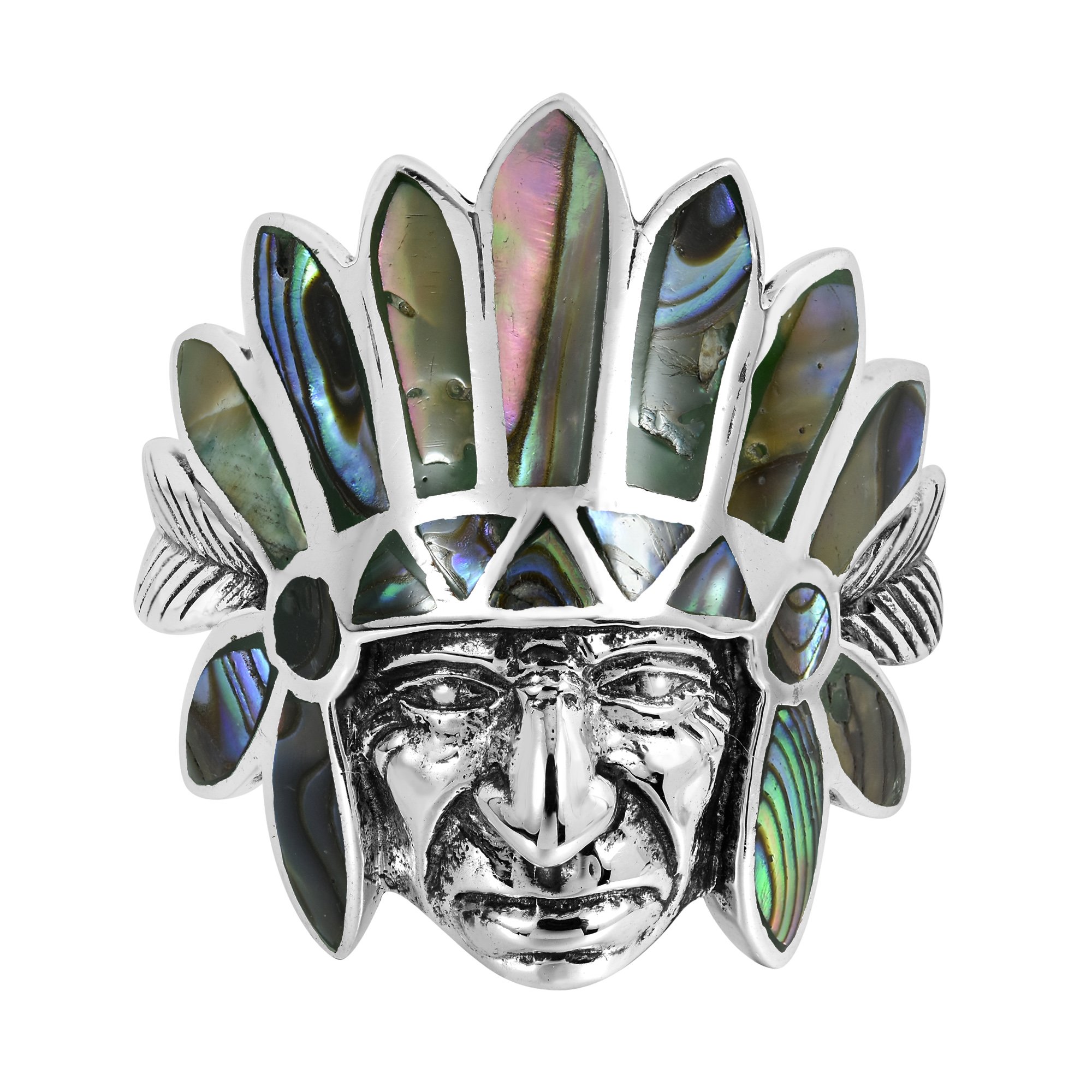 AeraVida Native American Style Abalone Shell Inlay .925 Sterling Silver Ring | Elegant Wedding Rings for Women | Casual Comfort Fit Silver Rings for Women, Men | Gift for Men (11)