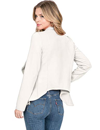 CLOVERY Women's Long Sleeve Cardigan Lightweight Open Front Office Blazer, Ivory X-Large Plus Size