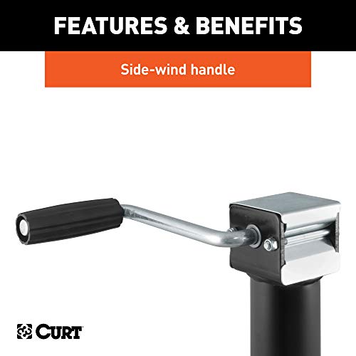 CURT 28321 Weld-On Pipe-Mount Swivel Trailer Jack, 2,000 lbs. 10 Inches Vertical Travel, black