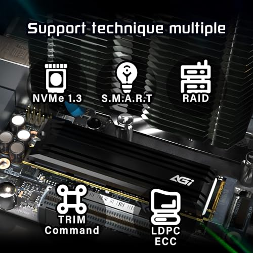 AGI 2TB AI838 PCIe NVMe M.2 Gen4x4 DRAM Cache 3D TLC NAND Flash Internal Solid State Drive SSD with Heat Sink (R/W Speed up to 7400/6700 MBs) Level up PC/Laptop Memory and Storage with Gen 4 Speed