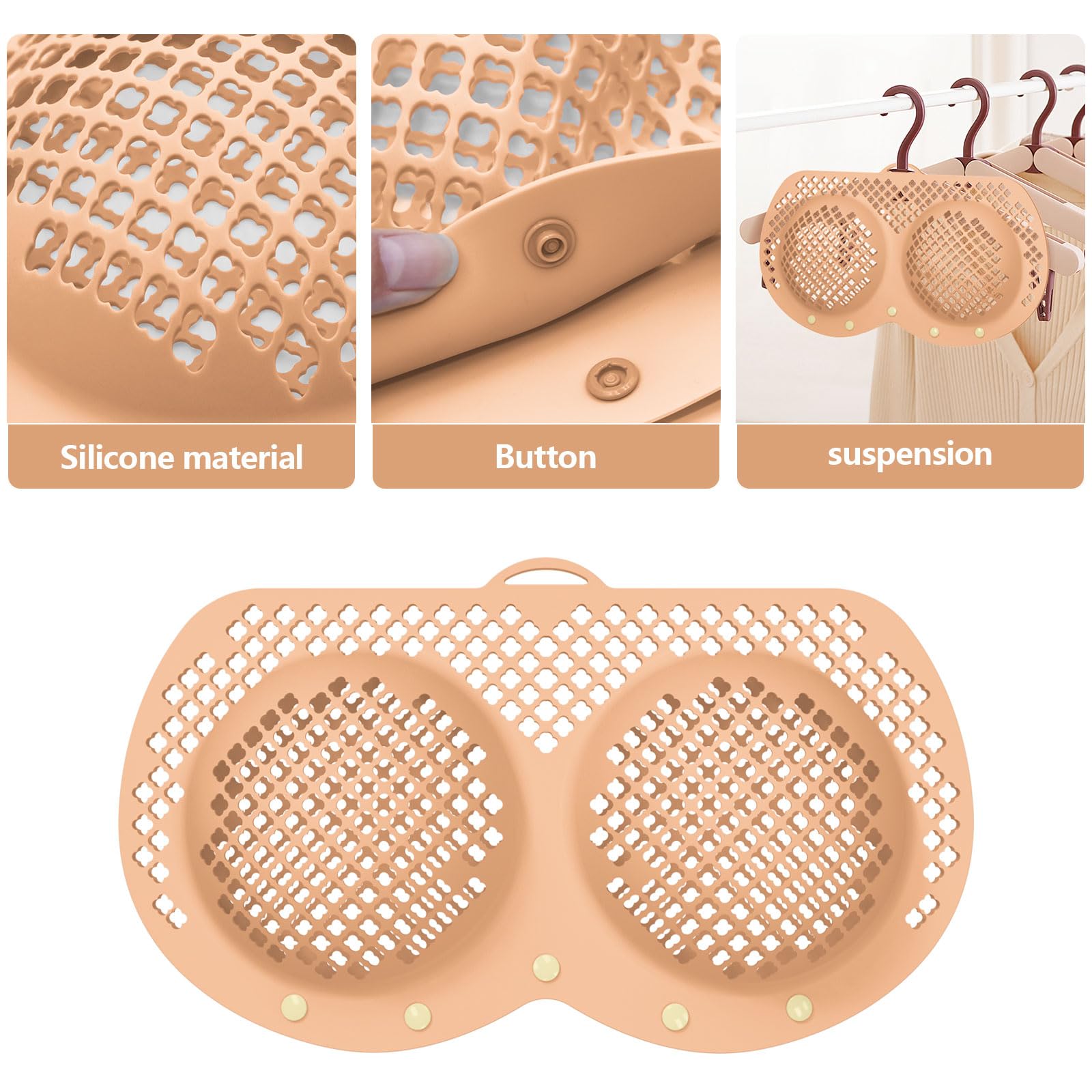 Silicone Bra Washing Bags for Laundry,Mesh Delicate Laundry Bags for Wired and Wireless Bras, Bra Washer Protector for Washing Machine, Bra Bags for laundry A-36 Cups.(Apricot)