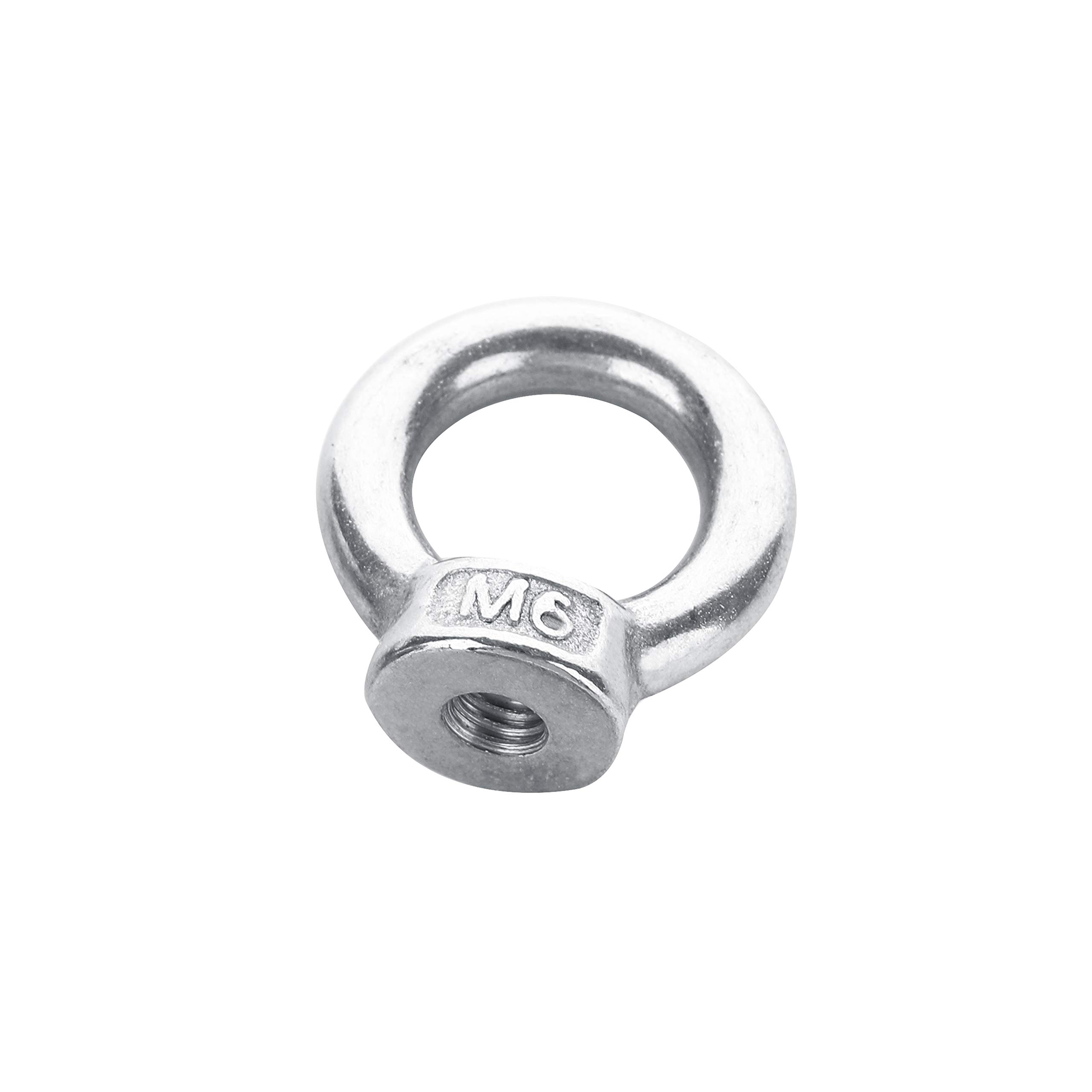 Eowpower 10 Pieces 304 Stainless Steel M6 Ring Eye Bolts Threaded Nuts