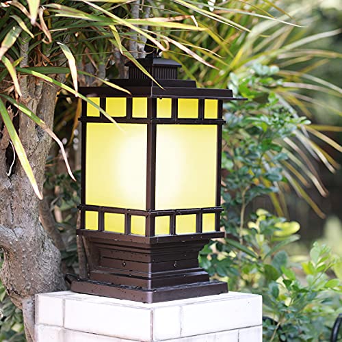 Enlylyog Outdoor Column Headlights Chinese Style Waterproof Outdoor Gate Villa Landscape Home Garden Courtyard Community Terrace Wall Lamp