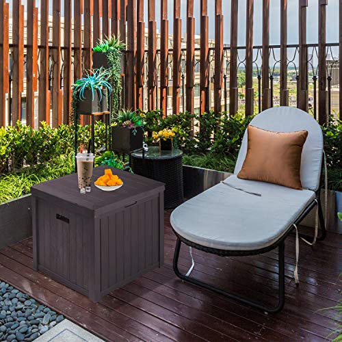 Autlaycil 52 Gallon Small Deck Storage Box -Waterproof Outdoor Toy Storage Box β Perfect to Store Garden Tools and Pool Toys(Brown)