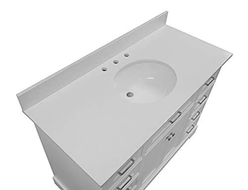 Aria 48-inch Bathroom Vanity (White/Quartz): Includes White Cabinet with Stunning Quartz Countertop and White Ceramic Sink