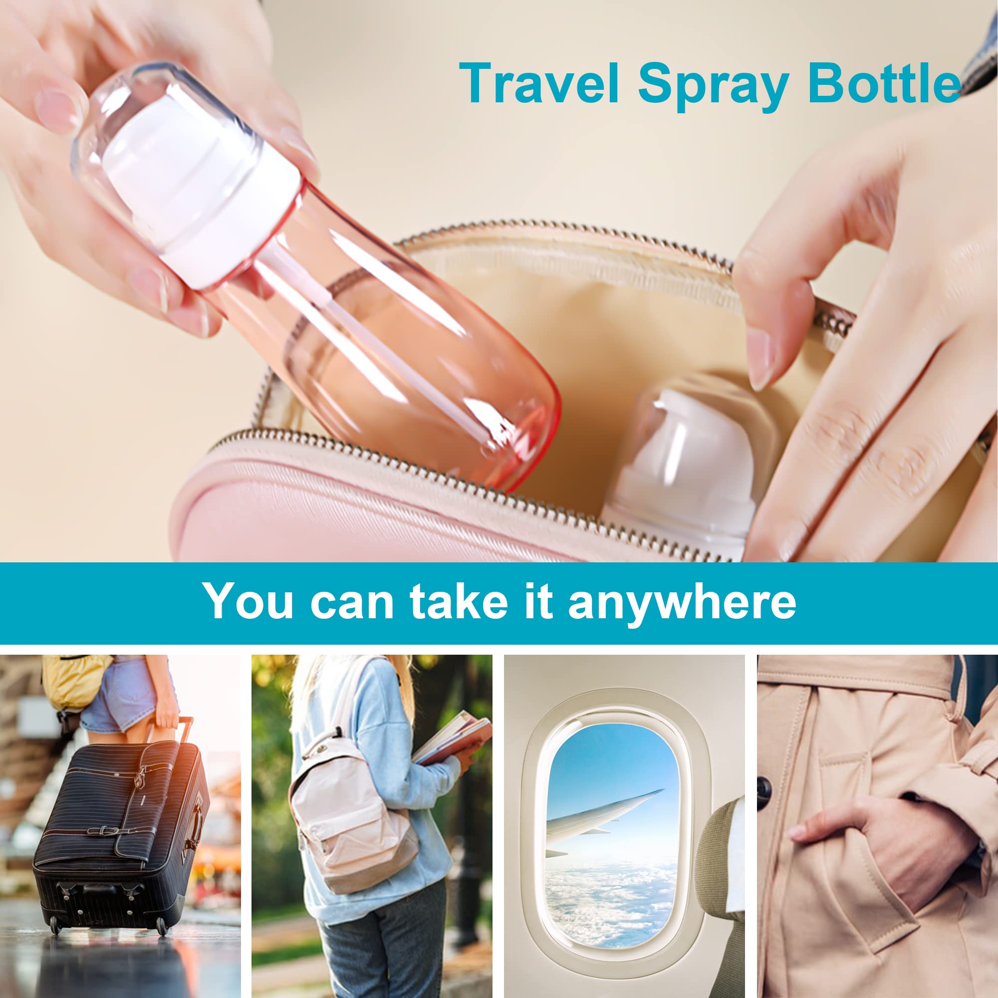 Ameene Small Spray Bottles, Fine Mist Travel Spray Bottles for Hair and Face Spray, Cleaning Solutions, Perfume, Alcohol Spray and Essential Oils. (4 Packs, 1.7 oz / 3.4 oz)